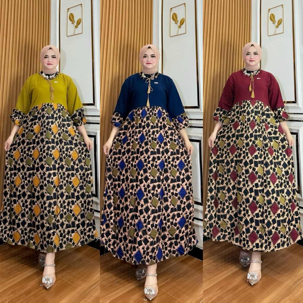 Jual Gamis Sabrina Kombinasi Tali Lonceng Jumbo Gamis Bahan Rayon Tebal ...