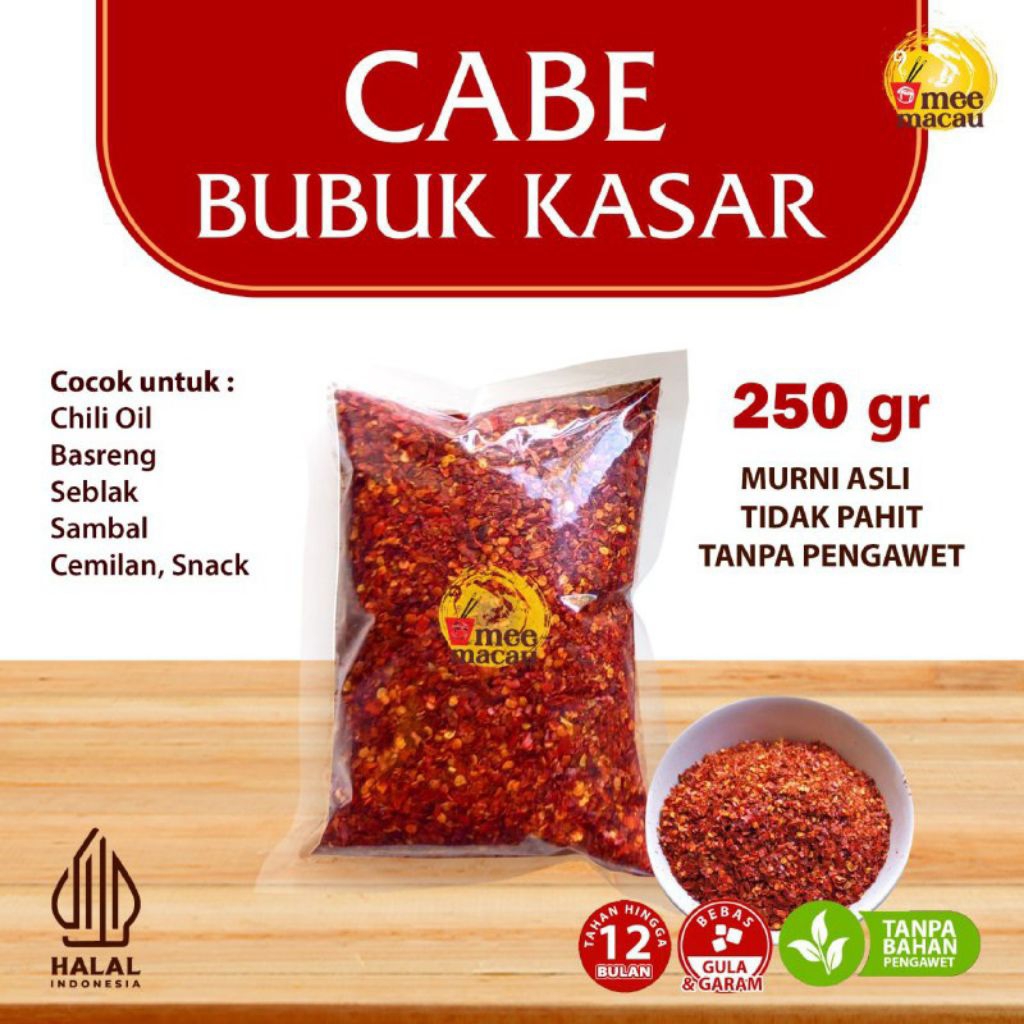 Jual Cabe Kasar 250 Gram Cocok Untuk Chili Oil Murni Asli Tidak Pahit ...