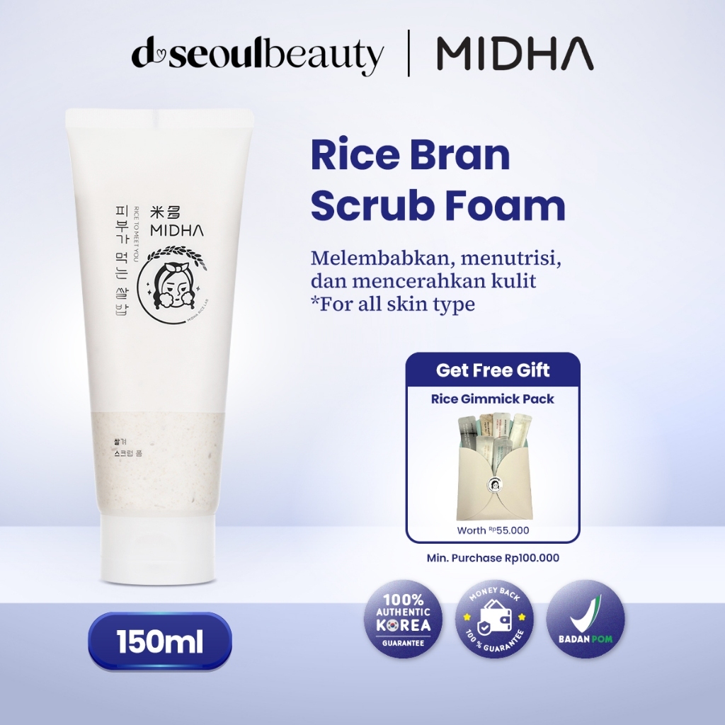 Jual {SPECIAL PROMO} MIDHA Rice Skincare - (Bran Scrub Foam/ Cleansing Balm/ Sebum Toner/ Milk ...