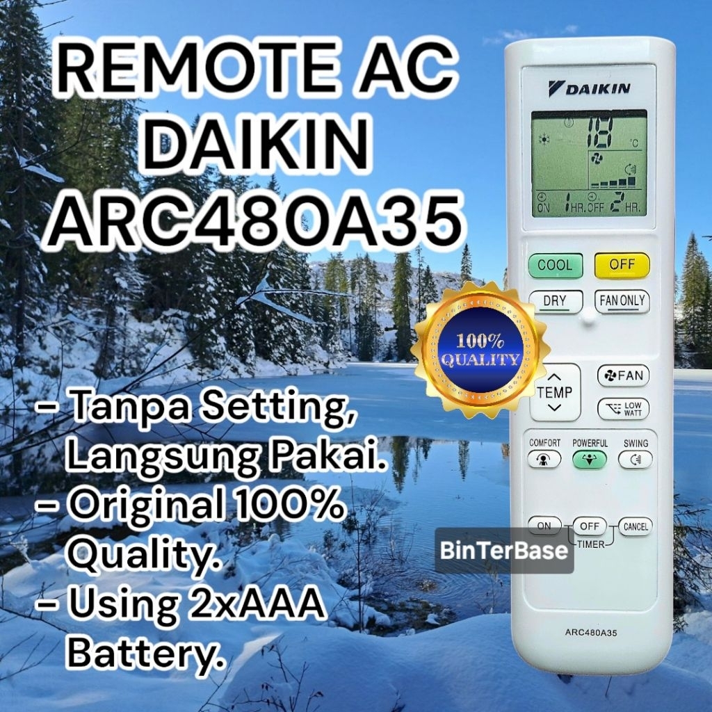 Jual Remote remot AC Daikin ARC480A35 comfort Powerfull Hijau ARC 480 ...