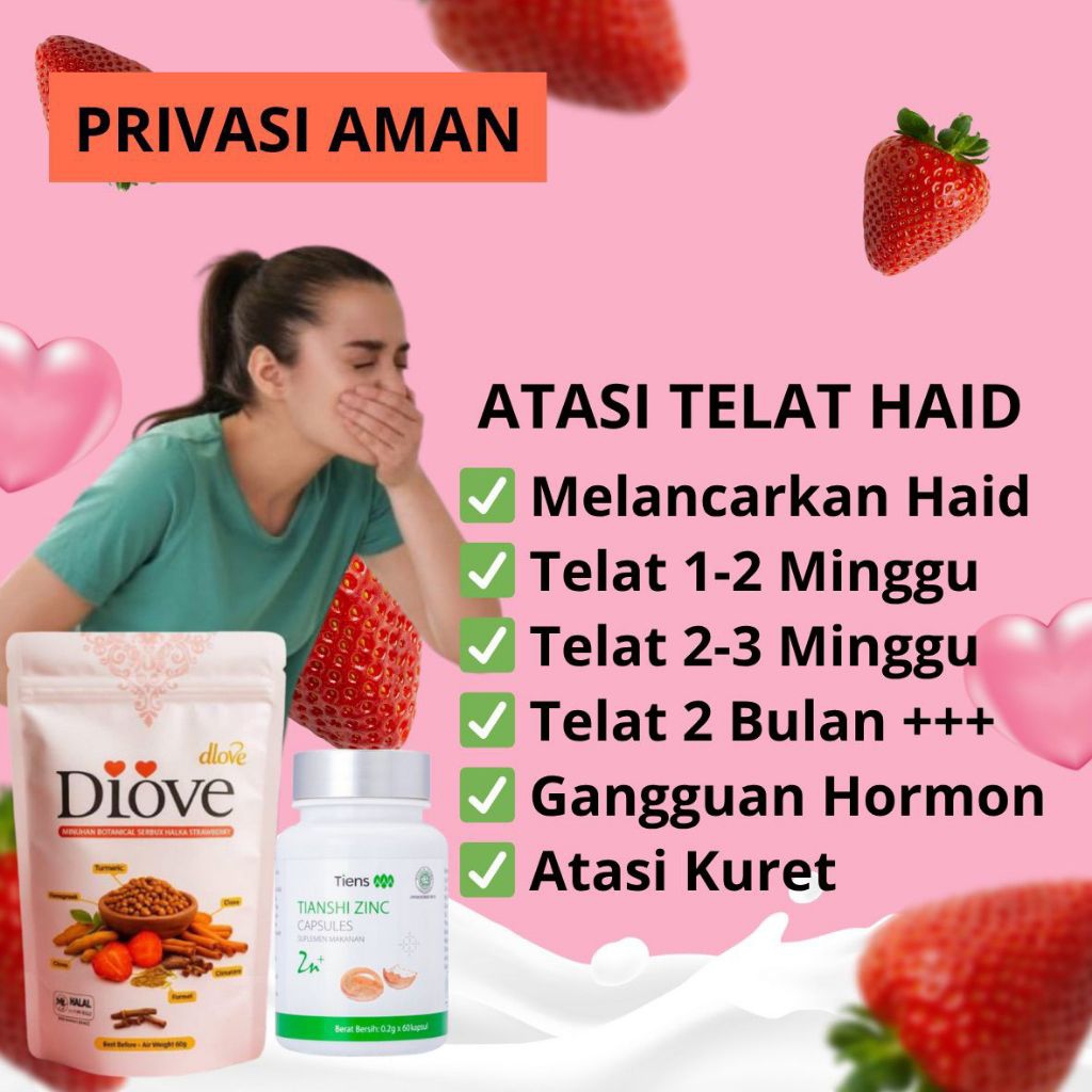 Jual Dlove Minuman Rasa Stroberi Terlaris telat haid 1-6 Bulan | Shopee ...