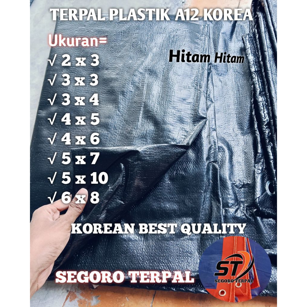 Jual Promo!! Terpal plastik A12 korea waterproof warna hitam tebal dan ...