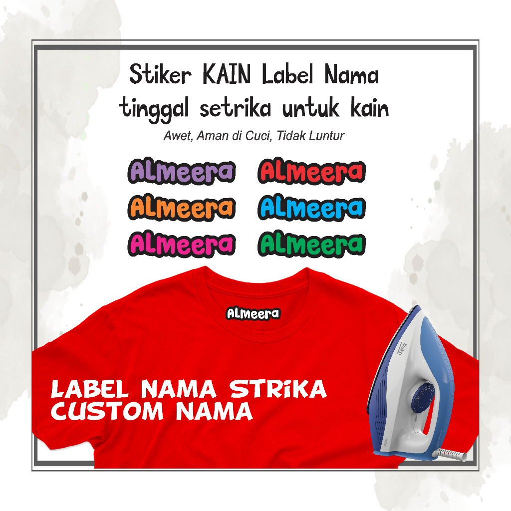 Jual SEHARI JADI Stiker Kain Stiker Label Nama Kain Baju Anak Sablon ...