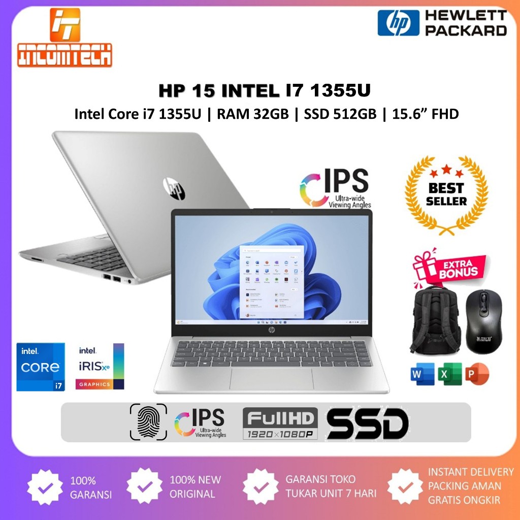 Jual Laptop HP 15 Intel Core i7 1355U RAM 32GB 1TB SSD 15.6 FHD BL FP ...