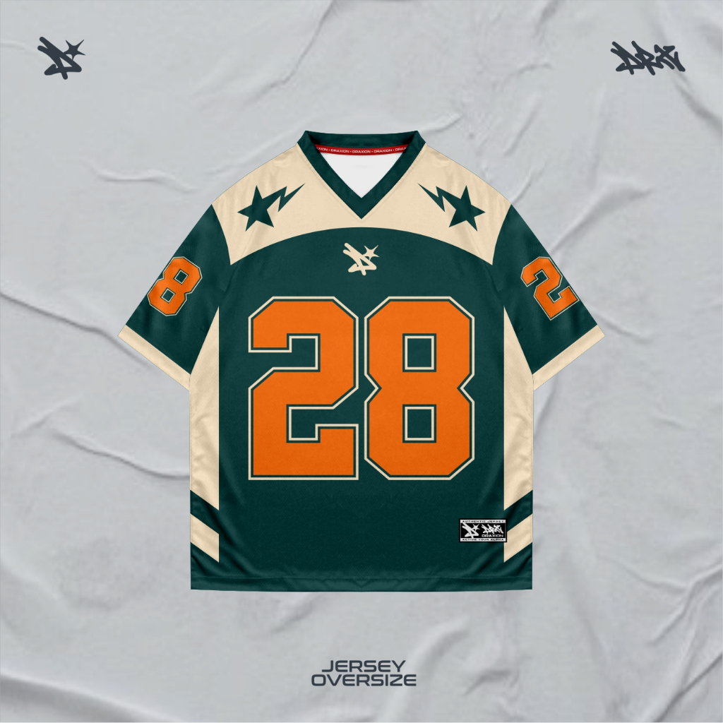 Jual Jersey Oversize Draxion Number 28 Streetwear Boxy Lengan Pendek ...