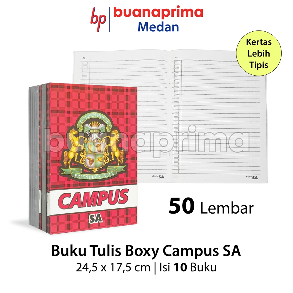 Jual Buku Tulis PANJANG SA CAMPUS 50 Lembar 1 Pack isi 10 Buku Boxy Notebook Sekolah B5 | Shopee ...