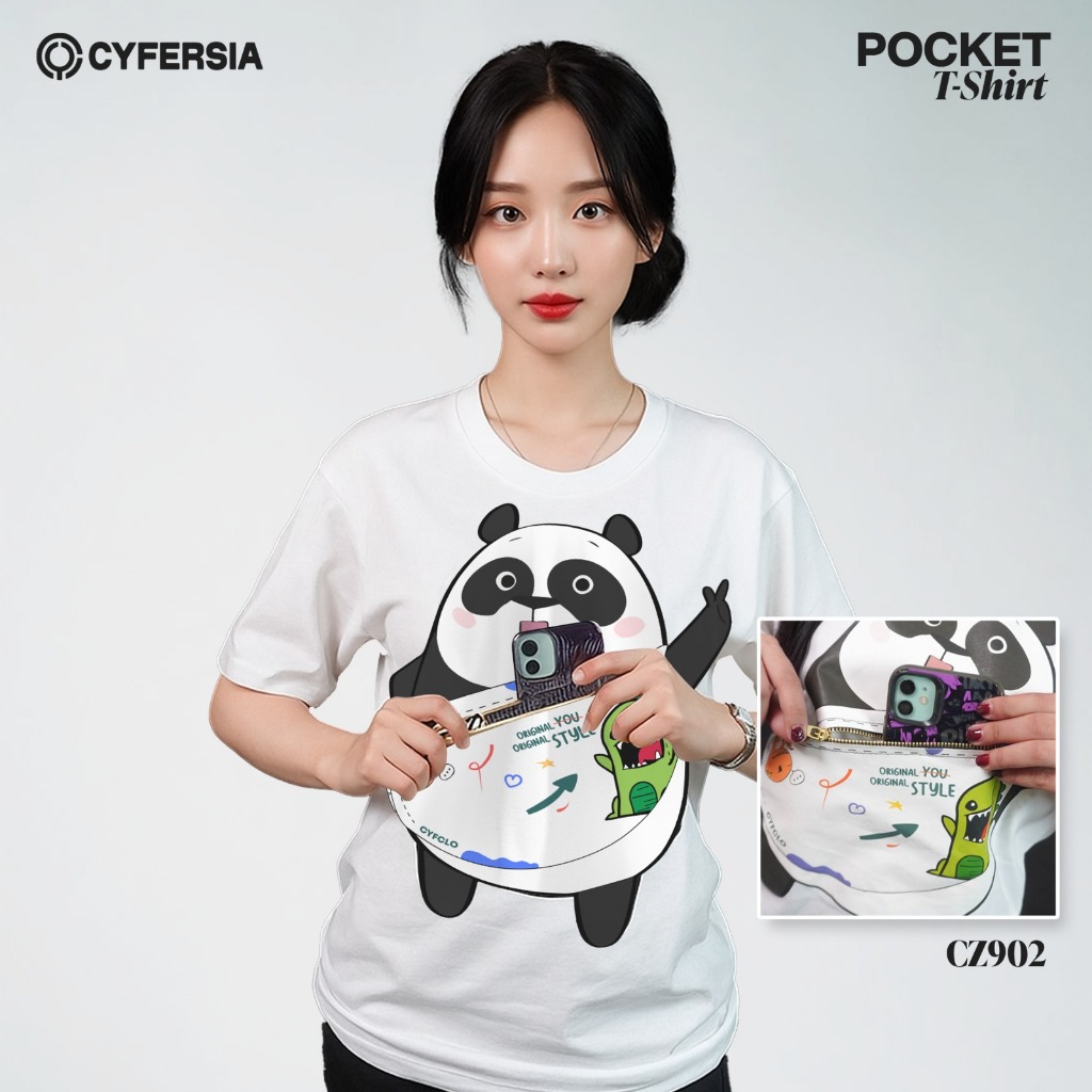 Jual Cyfersia Kaos Kantung Seleting Viral 3D panda Baju Lengan Pendek ...