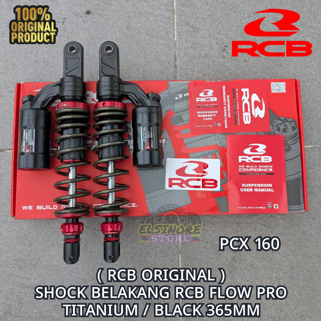 Jual SHOCK BELAKANG TABUNG RCB FLOW PRO PCX 160 UKURAN 365MM TITANIUM ...
