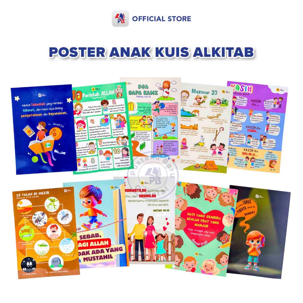 Jual Poster Anak Kuis Alkitab / Poster Rohani Anak/ Paket Poster Ayat ...