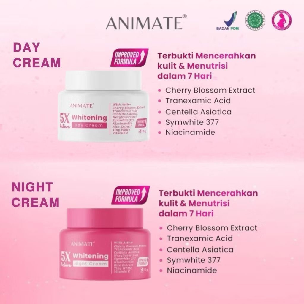 Jual ANIMATE 5x Active Whitening Moisturizing Day Cream Night Cream ...