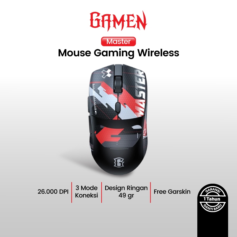 Jual GAMEN Mouse Wireless Gaming Rechargeable Pixart 3395 26000 DPI 650 ...