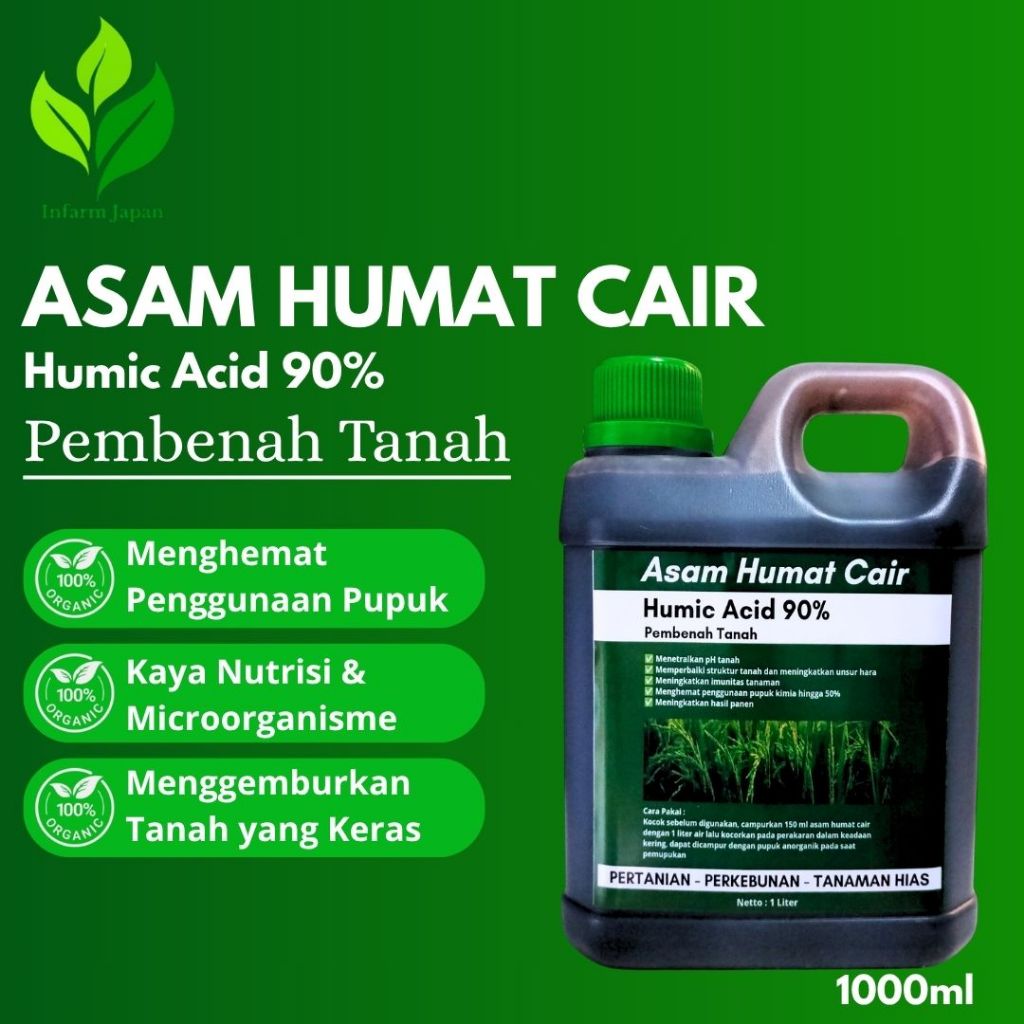 Jual Infarm Japan - Asam humat cair Humic acid 90% pembenah tanah alami 1 Liter | Shopee Indonesia