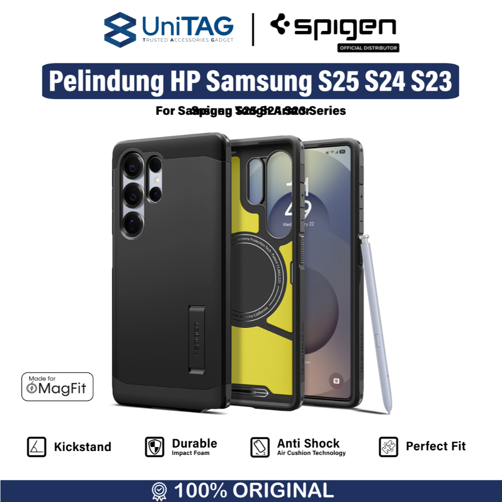 Jual Case Samsung Galaxy S25 S24 S23 Ultra Plus FE Spigen Tough Armor MagFit Kickstand Anti ...