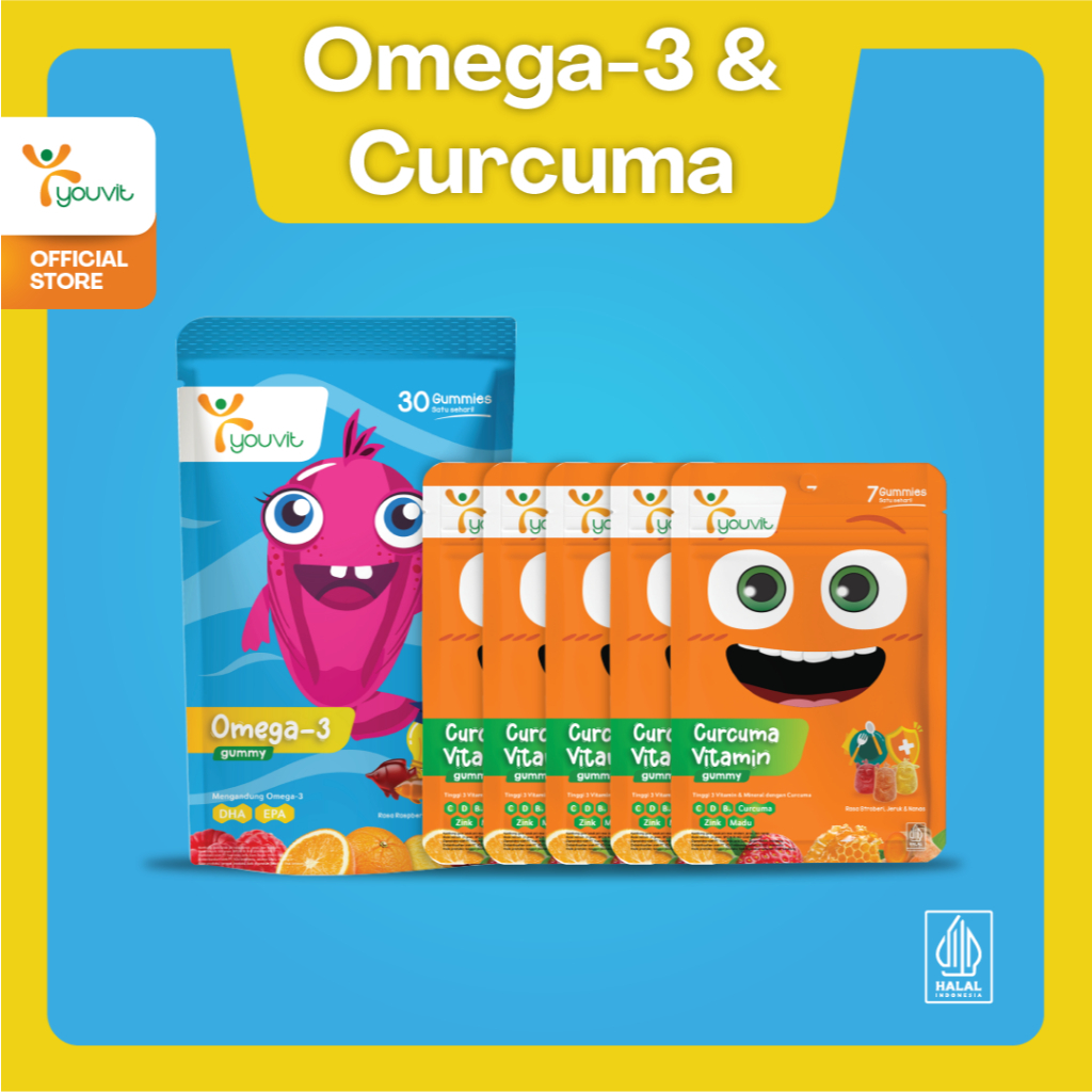 Jual Youvit Omega-3 Anak dan Curcuma Anak (Paket Sebulan) dengan Minyak ...
