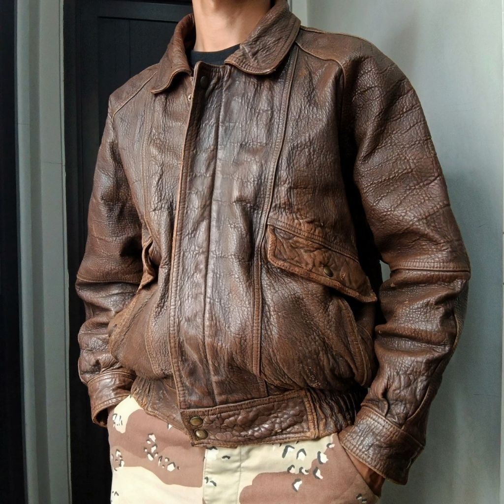 Jual Vintage Pilot Leather Jacket - Jaket Kulit Pria Army Retro Second ...