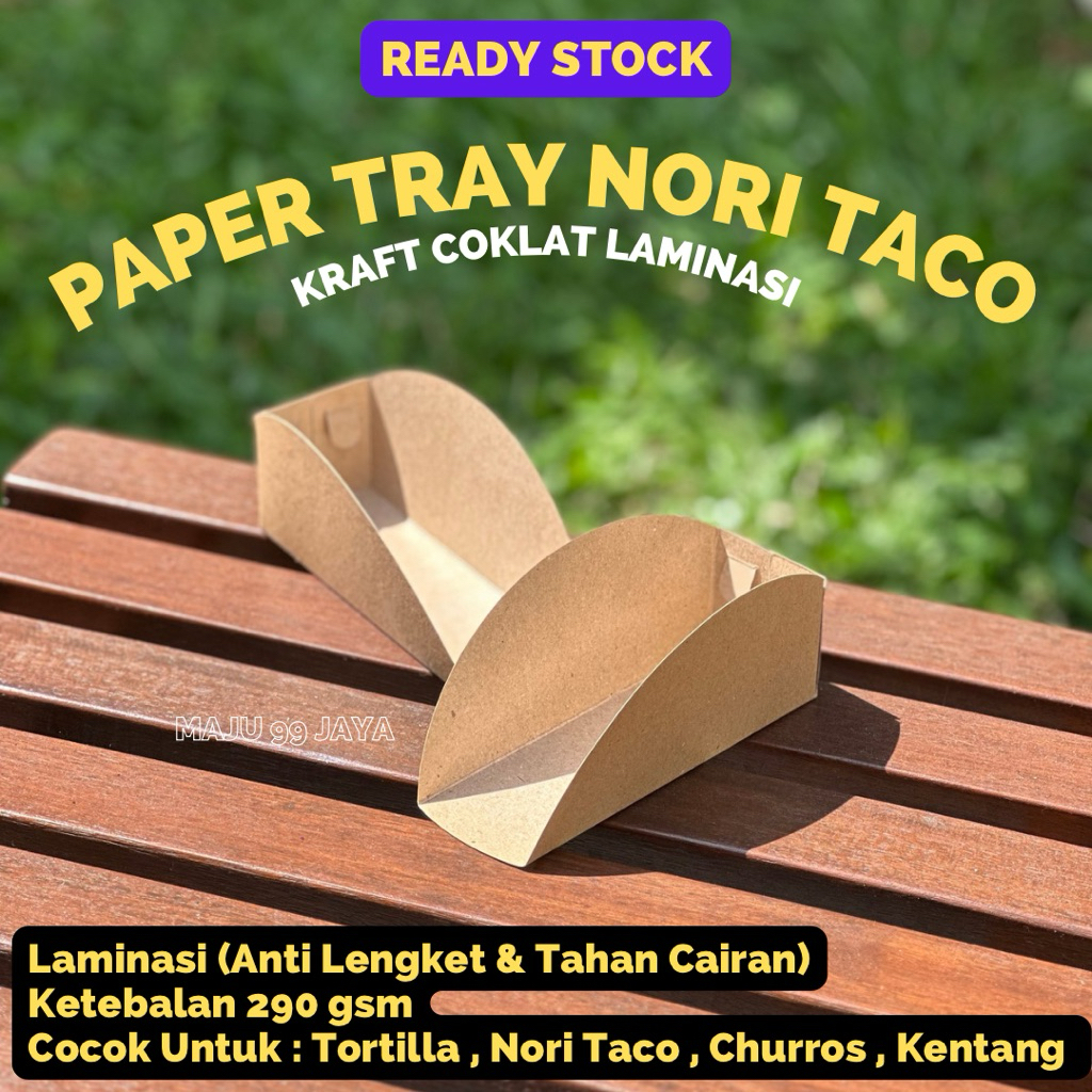 Jual Paper Tray Tortilla Nori Taco Kraft Cokelat Laminasi Ukuran 15x5x5 ...