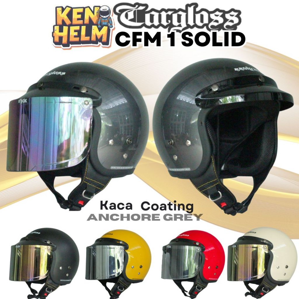 Jual Helm Cargloss Cfm Retro Paket Kaca Datar Original, Helm Half Face ...
