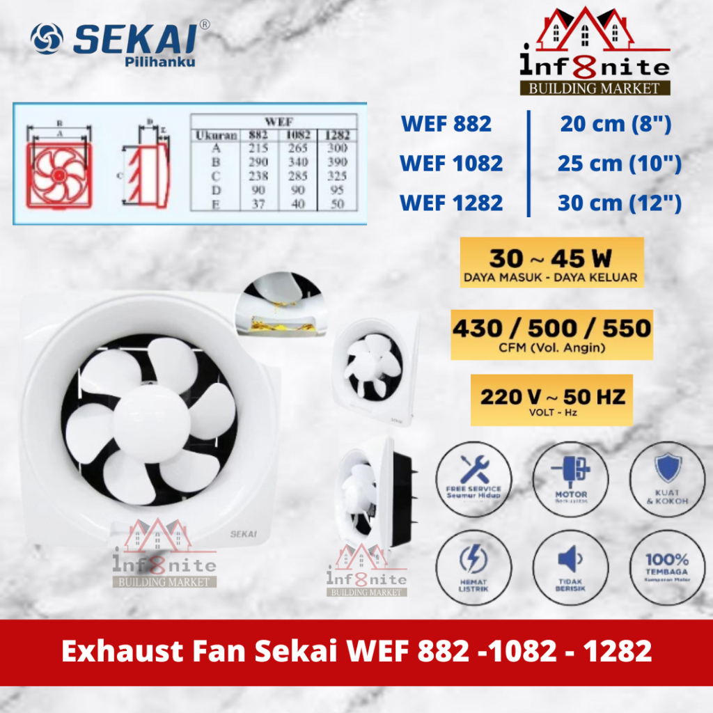 Jual Exhaust Fan Dinding Sekai Kipas Angin Ventilasi Hexos Tembok 8 10 ...