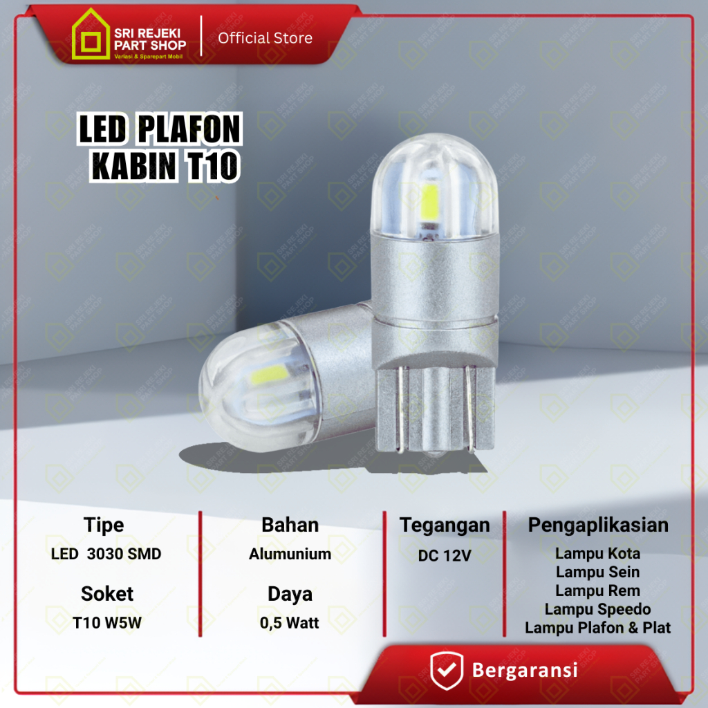 Jual (1 Pcs) Lampu Plafon Kabin Mobil Lampu LED Plat Soket T10 W5W ...