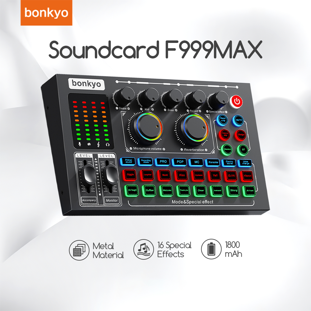 Jual Bonkyo F999MAX Sound Card Bluetooth Live SoundCard F999MAX ...