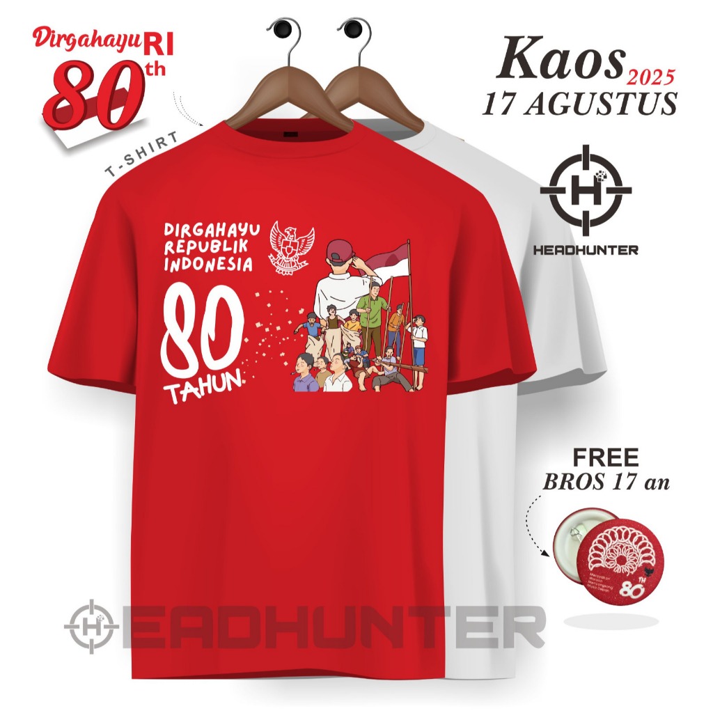 Jual Kaos 17 Agustus 2025 Pria Wanita Kous 17Agustus Baju Oblong Merdeka Hutri Kaos 17 Agustusan ...