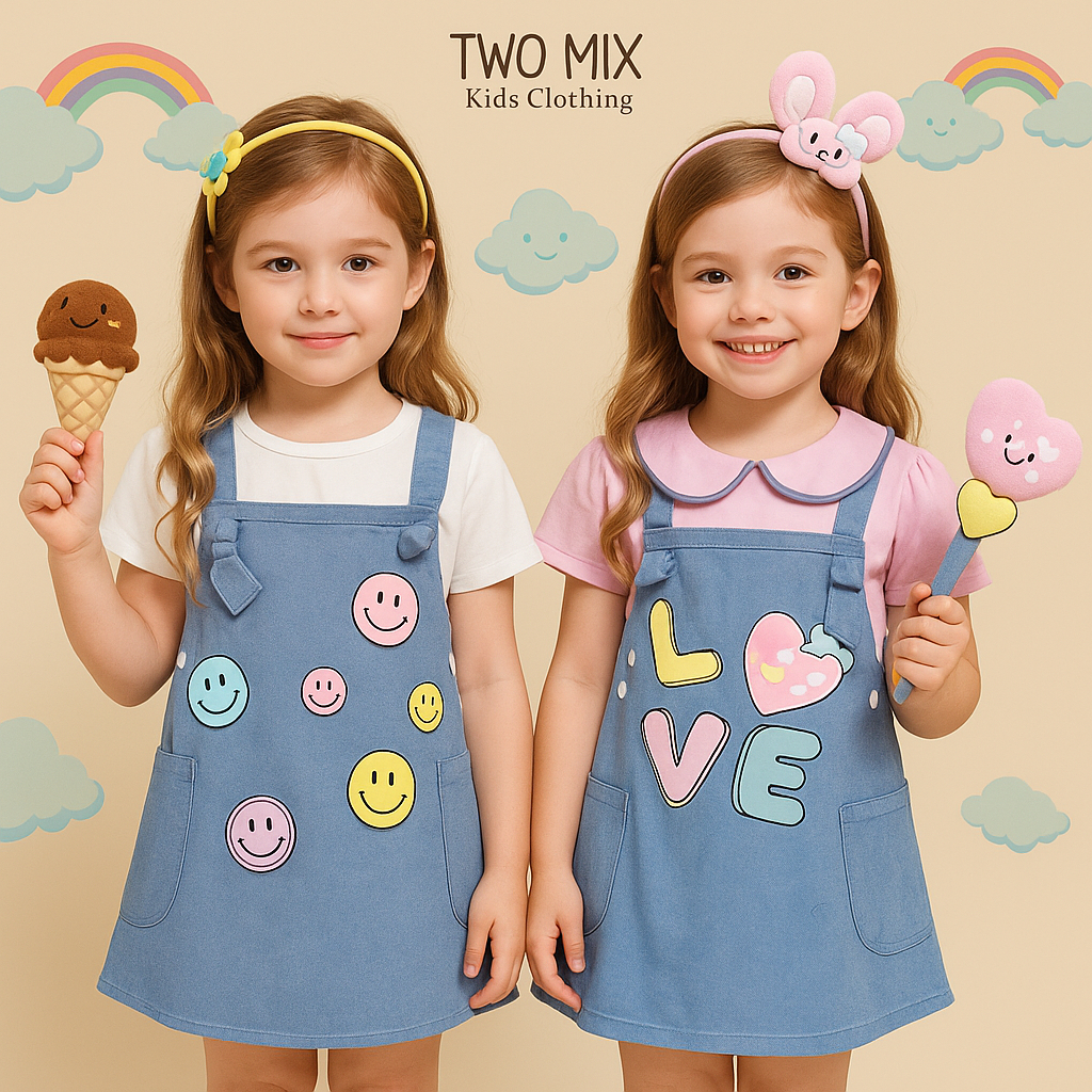 Jual Two Mix - Dress Overall Anak Perempuan Lucu Smile LOVE Usia 1-6 ...