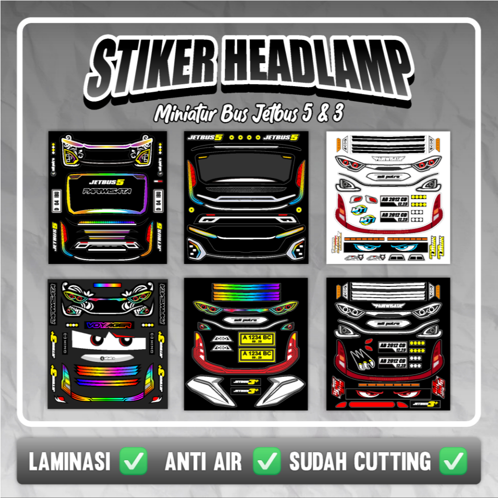 Jual STIKER HEADLAMP MINIATUR BUS/AKSESORIS MINIATUR BUS JB5 dan JB3 ...