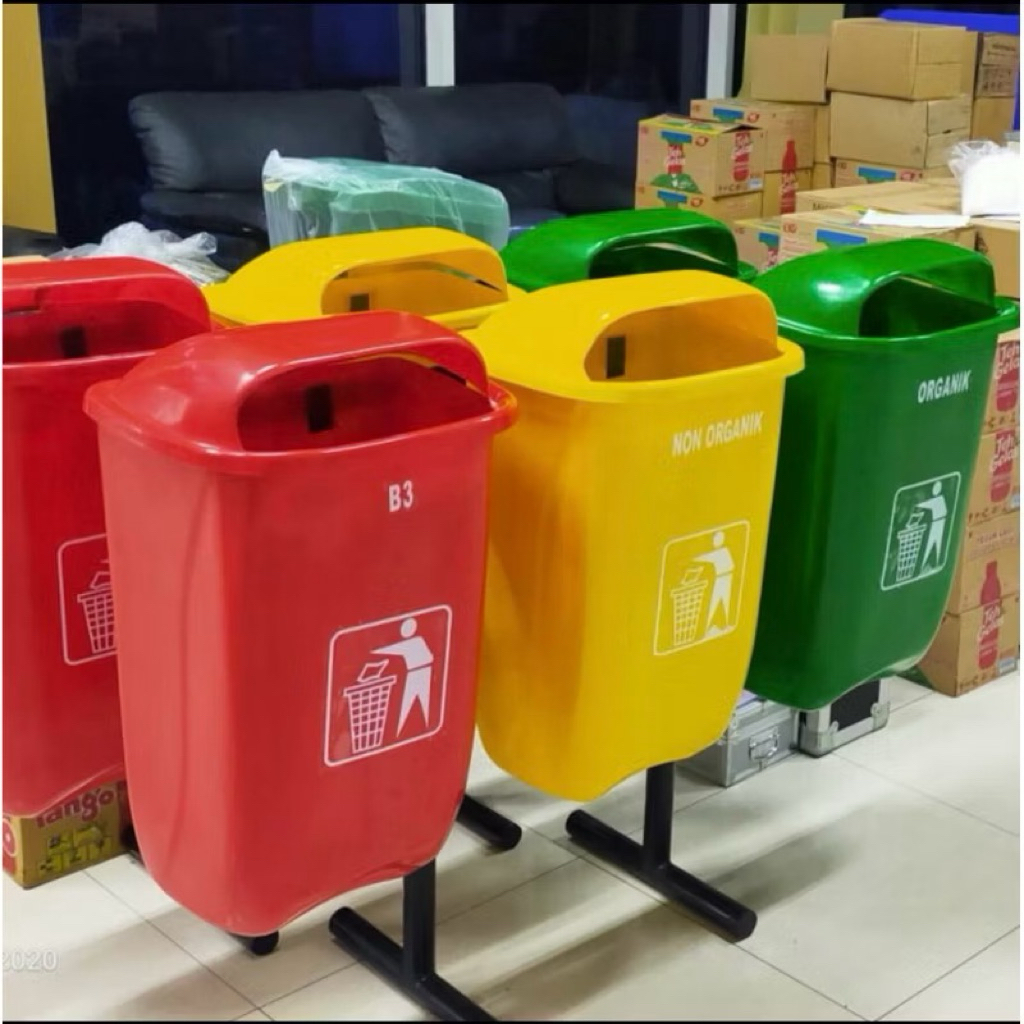 Jual TONG SAMPAH FIBER 3IN1 OVAL KAPASITAS 50 LITER ORGANIK ANORGANIK ...