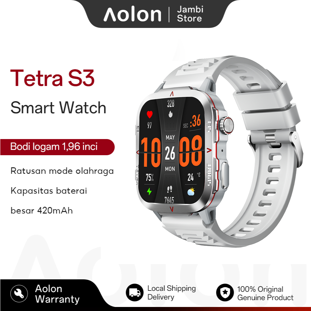 Jual Aolon Tetra S3 Smartwatch Alis Bluetooth Call Running Pria Pace ...