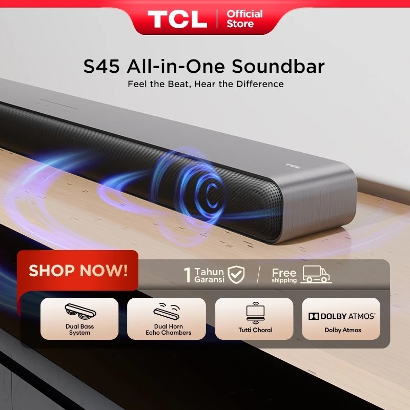 Jual TCL Soundbar S45H - Hi-Fi Speaker Wireless Bluetooth - Dual Bass ...