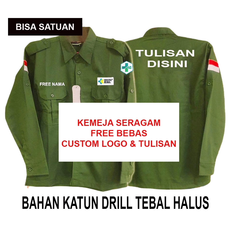 Jual CUSTOM LOGO NAMA Kemeja PANJANG Kerja Seragam Karyawan PDH PDL ...