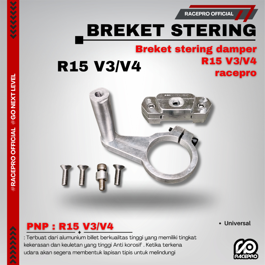 Jual BREKET STERING DAMPER R15 V3 STERING DAMPER RACEPRO DUDUKAN ...
