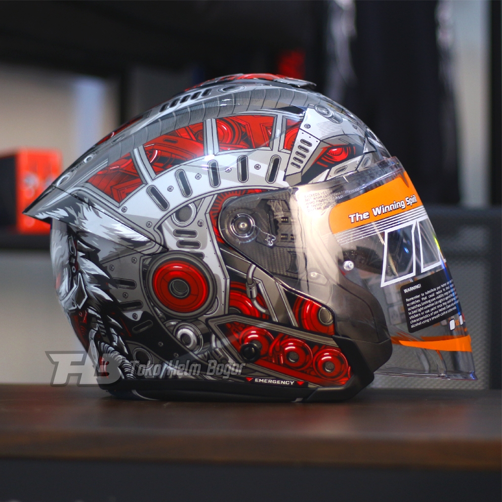 Jual INK HELM TERRA 2 CUSTOM MOTIF WOLF RED DOUBLE VISOR EXTRA SPOILER ...
