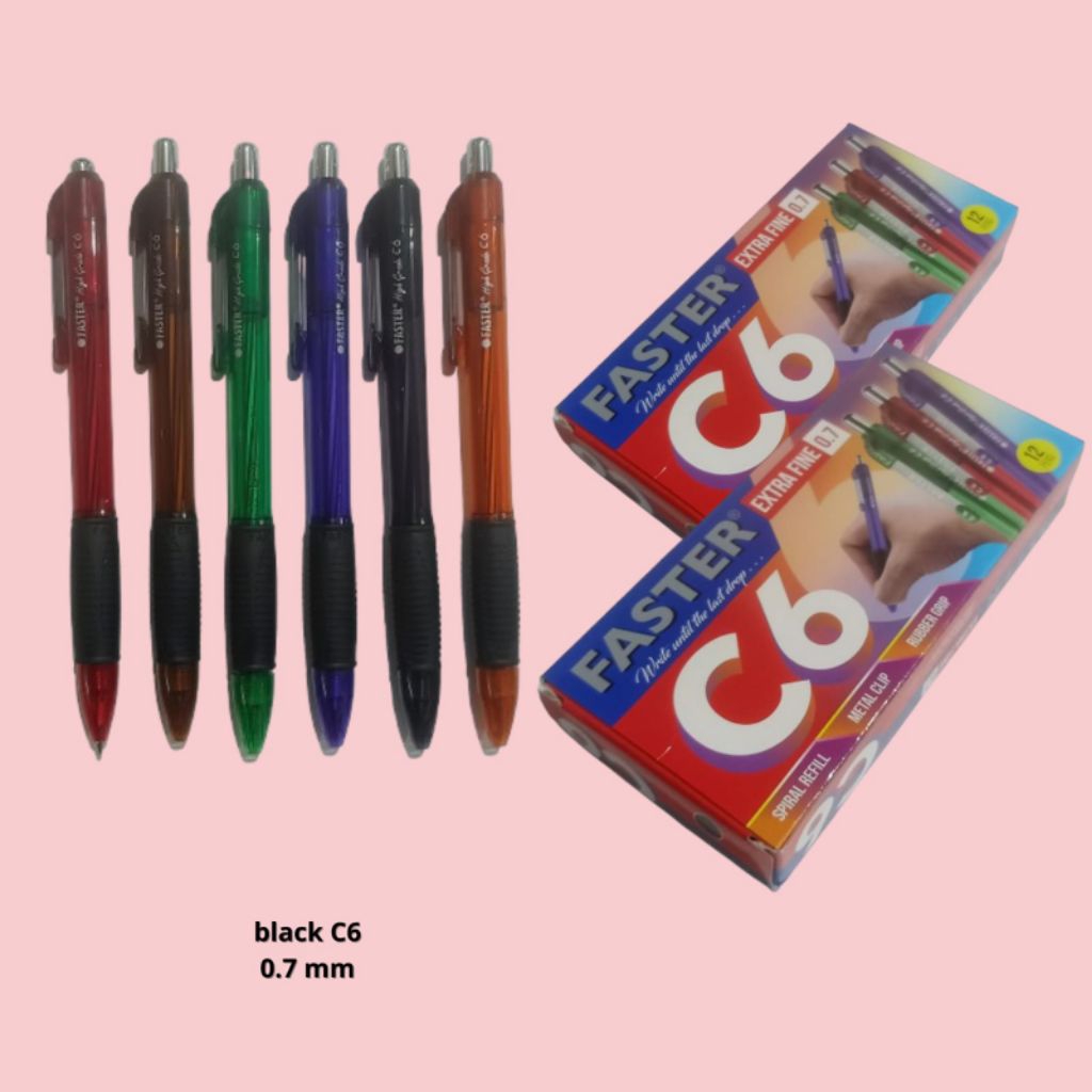 Jual BALLPOINT / PULPEN FASTER C6 ISI HITAM || PULPEN C6 0.7mm | Shopee ...