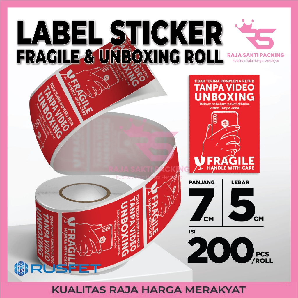 Jual Stiker Unboxing Fragile Sticker Label Wajib Video Unboxing Per ...