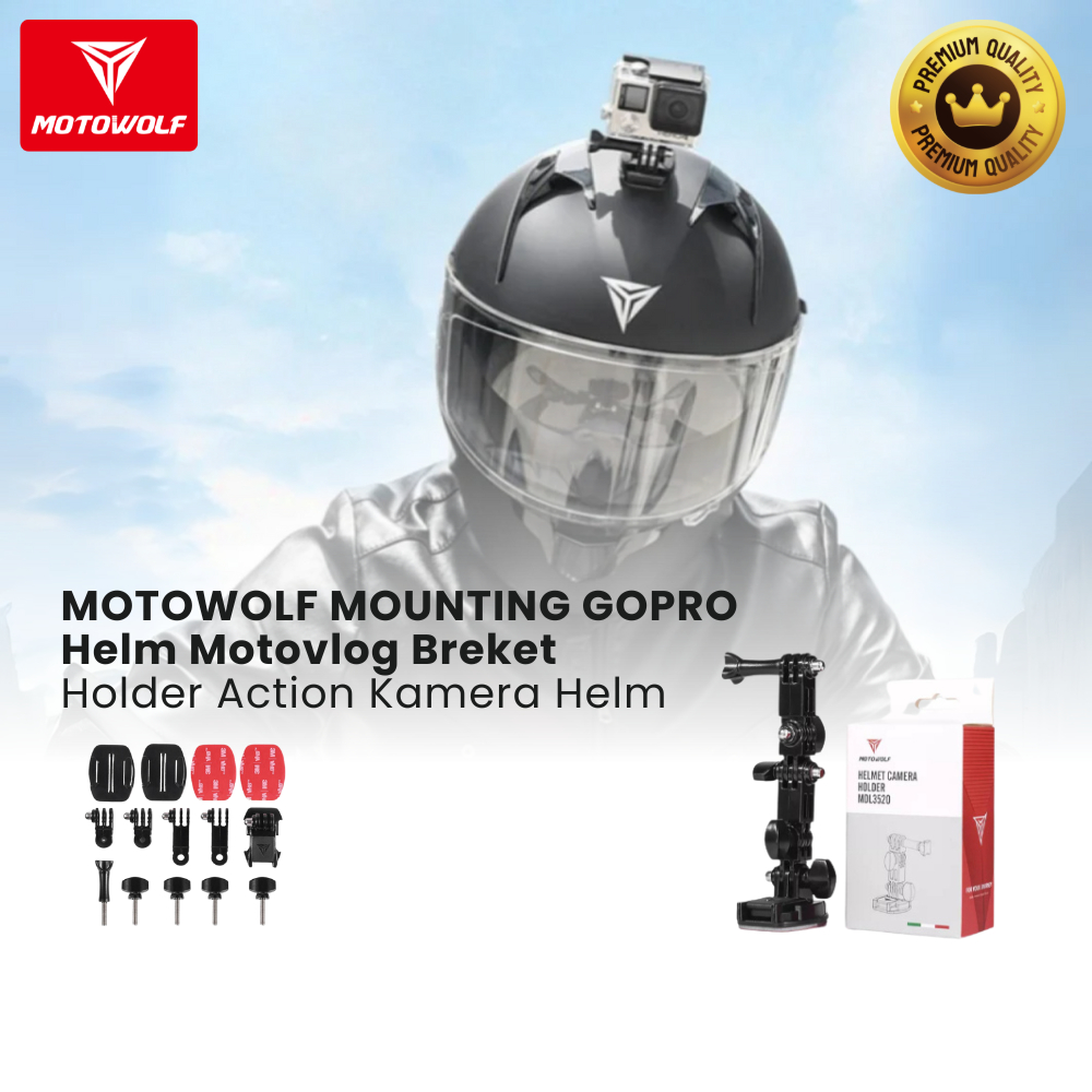 Jual Motowolf Mounting Gopro Helm Motovlog Breket Holder Action Kamera ...