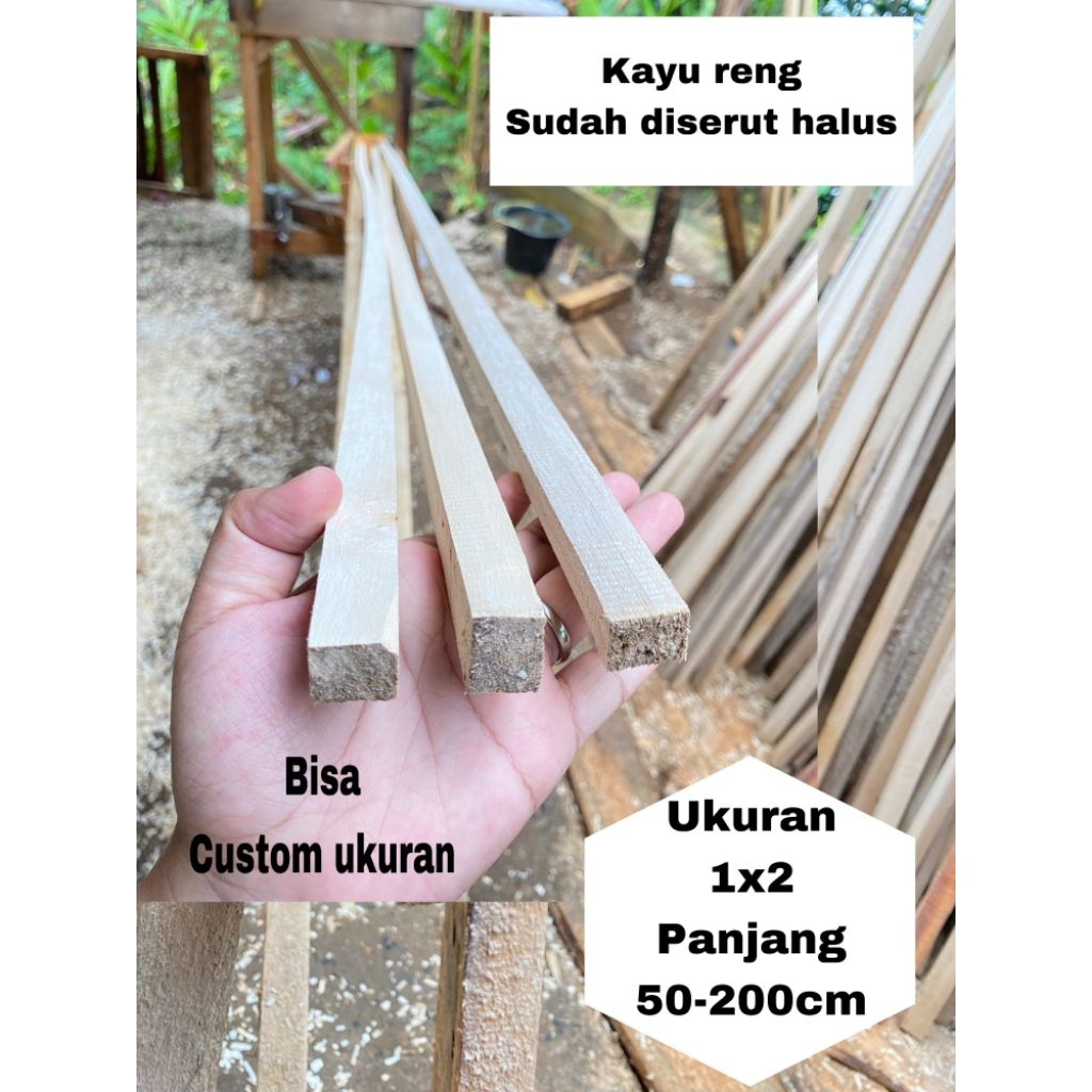 Jual kayu reng 1x2 panjang 200cm paket 10 batang 1sudah diserut halus ...