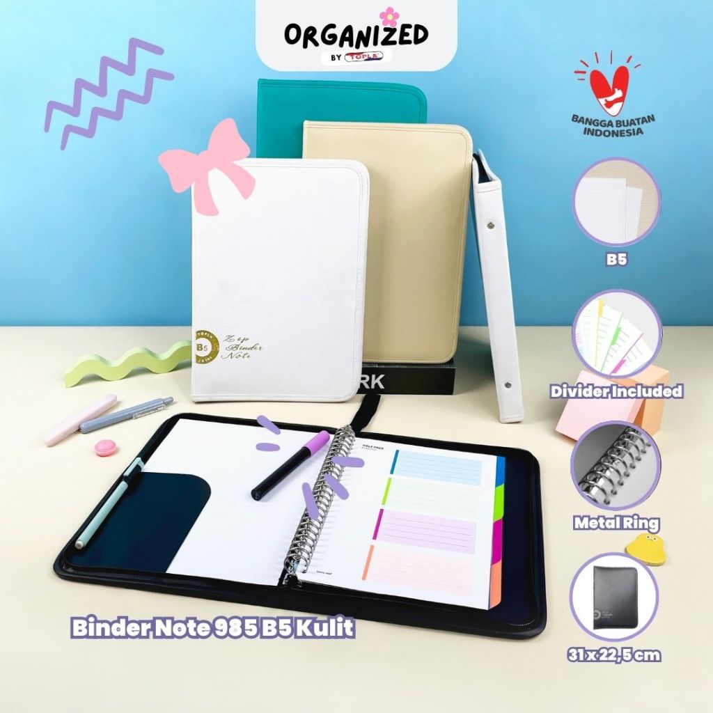 Jual Topla premium leather Binder 985 kulit kancing buku tulis catatan ...