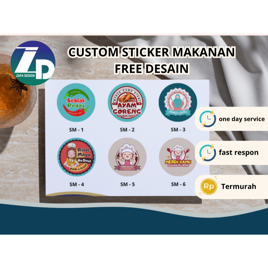 Jual sticker label makanan custom free desain bebas req ukuran | Shopee ...
