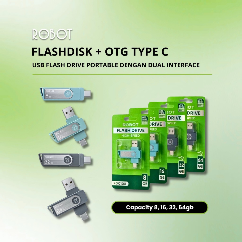 Jual ROBOT U-Disk Flashdisk Type-C High Speed Penyimpanan Iphone ...