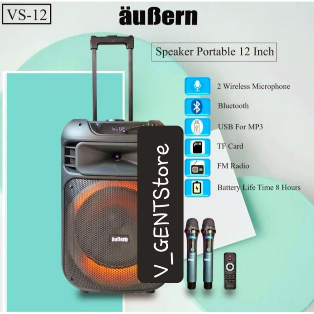 Jual Aubern VS-12 Portable Speaker 12 inch Bluetooth USB | Shopee Indonesia