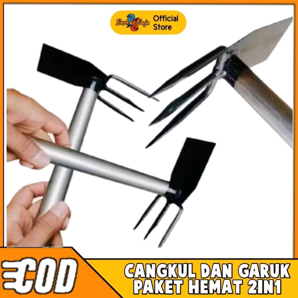 Jual Cangkul Garukan 2in1 Gagang besi Pacul taman/Kebun Mini Garpu ...