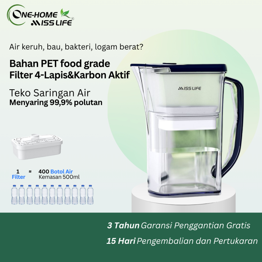 Jual Miss Life Teko Filter Air Minum Rumah Teko Penyaring Air 3.5L BPA ...