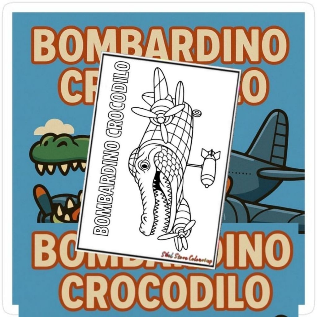 Jual Kertas Mewarnai Tema Bombardino Crocodillo isi 15 Lembar / Anomali ...