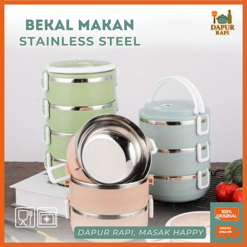 Jual Dapur Rapi - Lunch Box Stainless Steel 3 & 4 Susun Anti Tumpah ...