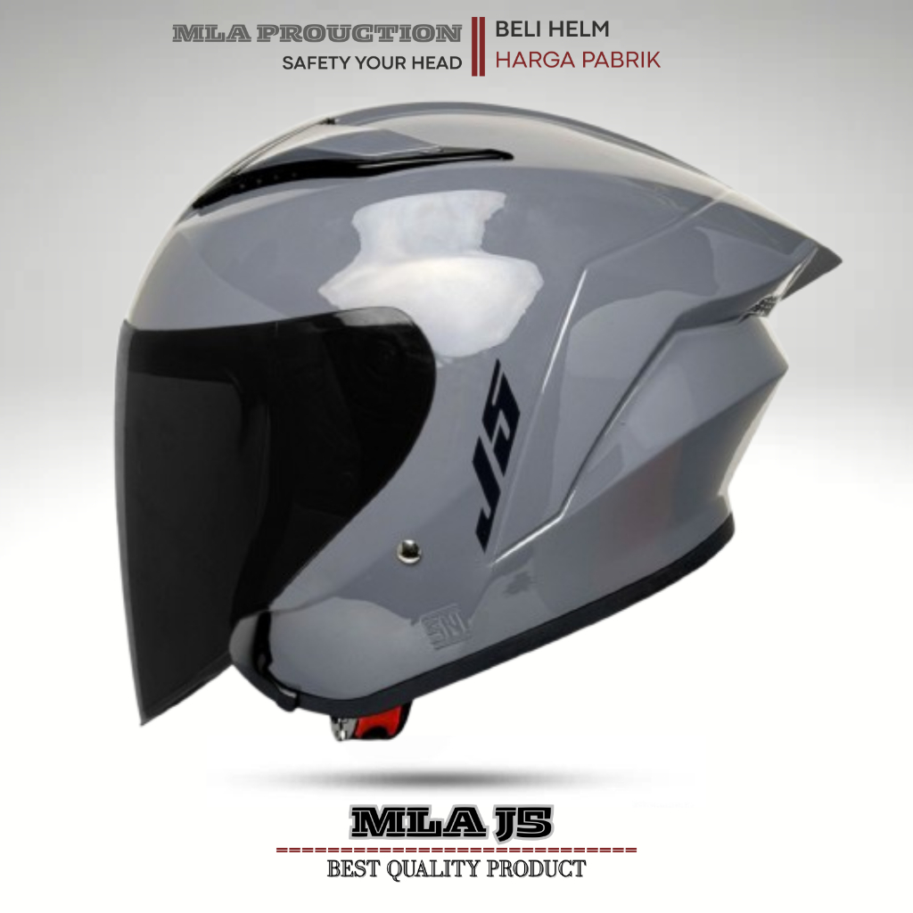 Jual Helm Half Face MLA j5 GREY SOLID KACA VISOR BENING/ Helm Premium ...