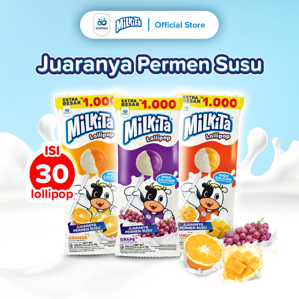 Jual Milkita Permen Lolipop Susu Hanger Max - Milk Candy 1 Bag (Isi 30Pcs) - Rasa Jeruk, Mangga ...