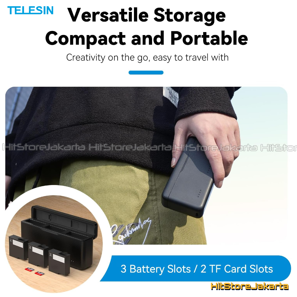 Jual Telesin Charging Case for DJI Osmo Action 6 / 5 Pro Osmo 360 ...