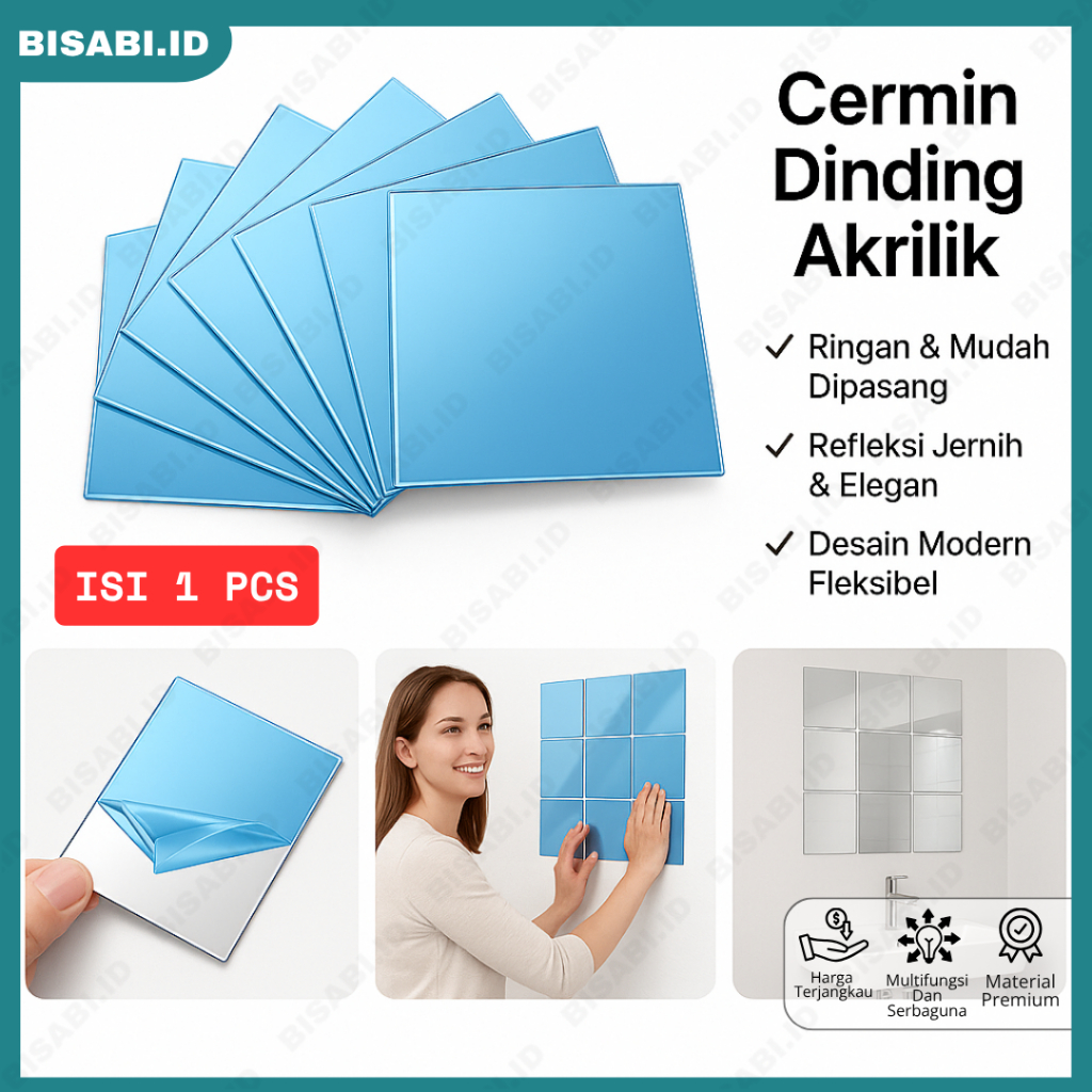 Jual Stiker Cermin Dinding Anti Pecah Tempel Persegi Rectangular ...