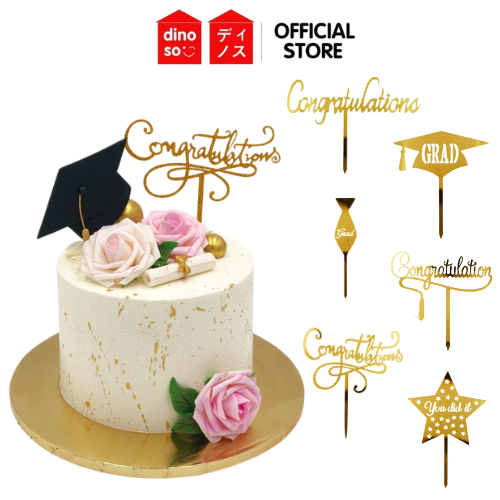 Jual DINOSO Cake Topper Acrylic Congratulations Wisuda Hiasan Kue ...